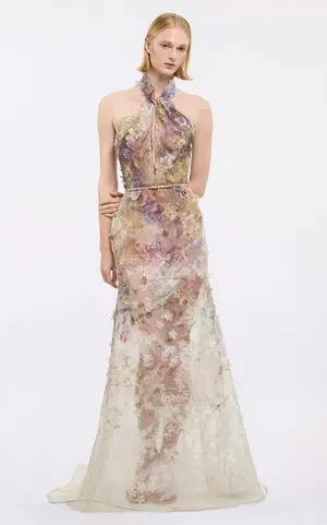 Elie Saab Floral-applique Organza Gown