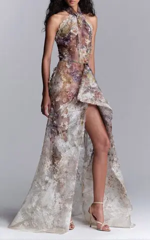 Elie Saab Floral-applique Organza Gown
