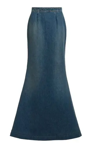 Elie Saab Denim Maxi Skirt - Medium Wash