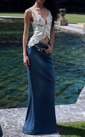 Elie Saab Denim Maxi Skirt