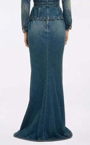 Elie Saab Denim Maxi Skirt