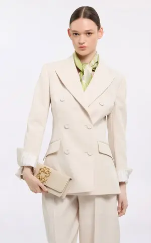 Elie Saab Double-breasted Wool-blend Jacket - White