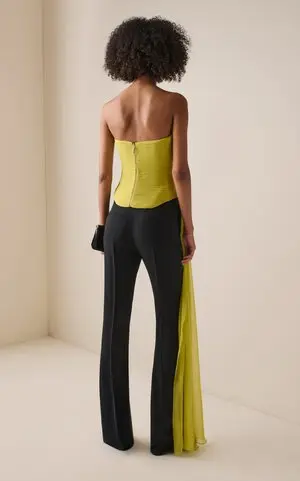 Elie Saab Pleated Silk Bustier Top
