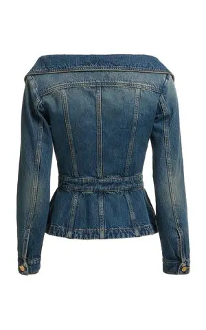 Elie Saab Off-the-shoulder Denim Jacket