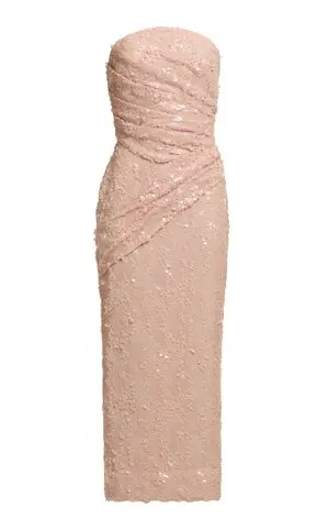 Elie Saab Strapless Sequined Maxi Dress - Light Pink