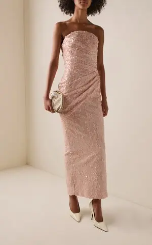 Elie Saab Strapless Sequined Maxi Dress