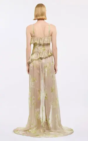 Elie Saab Asymmetrical Draped Ruffle Silk-chiffon Gown