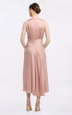 Elie Saab Deep V-neck Satin Midi Dress