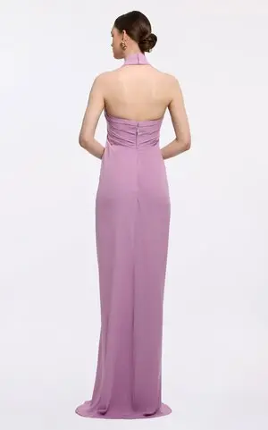 Elie Saab Draped Halter Top Silk-blend Maxi Dress