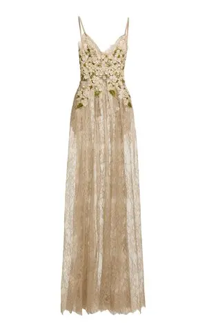 Elie Saab Floral-embellished Lace Maxi Dress - Multi