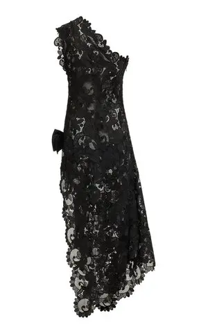 Elie Saab One-shoulder Silk-macrame Lace Midi Dress