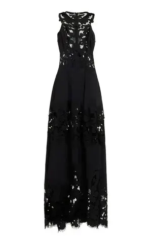 Elie Saab Lace-paneled Maxi Dress - Black