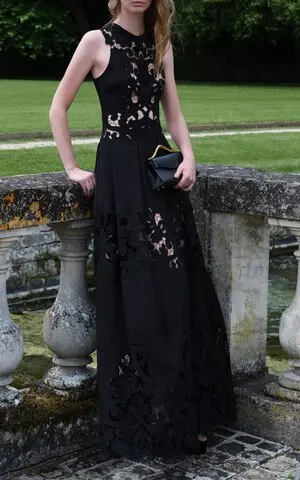 Elie Saab Lace-paneled Maxi Dress