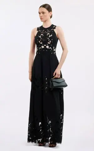 Elie Saab Lace-paneled Maxi Dress