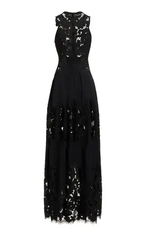 Elie Saab Lace-paneled Maxi Dress
