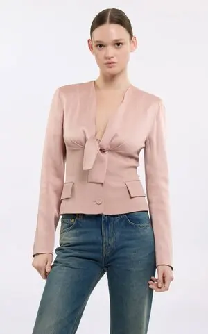 Elie Saab Front-tie Satin Jacket