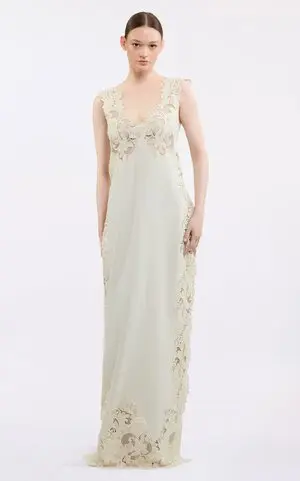 Elie Saab Macrame Lace-embellished Maxi Dress
