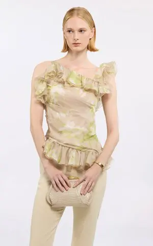 Elie Saab Ruffle-hem Silk-chiffon Top