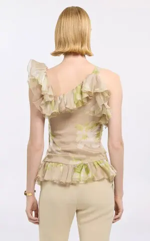 Elie Saab Ruffle-hem Silk-chiffon Top