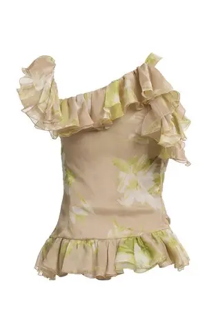Elie Saab Ruffle-hem Silk-chiffon Top