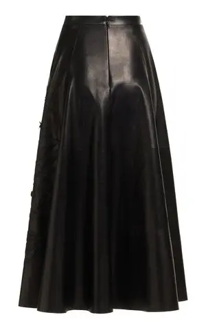 Elie Saab Embroidered Leather Maxi Skirt