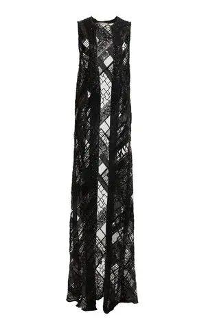 Elie Saab Sequined Sheer Vest Top - Black