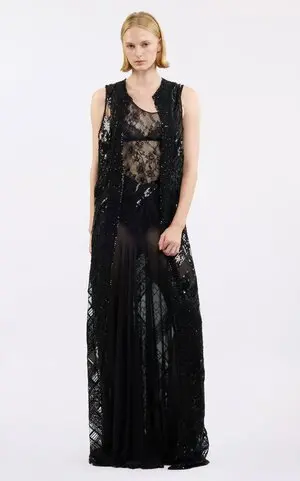 Elie Saab Sequined Sheer Vest Top