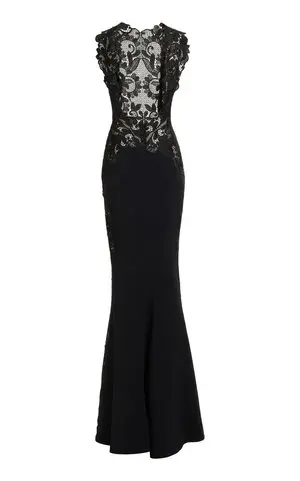 Elie Saab Macrame-lace Paneled Maxi Dress