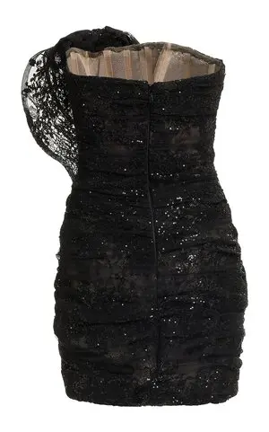 Elie Saab Structural Ruffle Embroidered Mini Dress