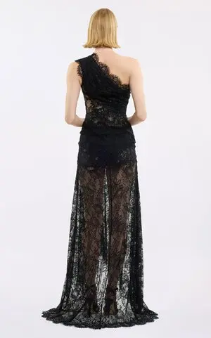 Elie Saab One-shoulder Lace Maxi Dress