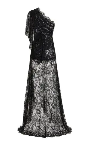 Elie Saab One-shoulder Lace Maxi Dress