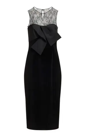 Elie Saab Lace-top Velvet Midi Dress - Black