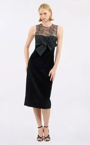 Elie Saab Lace-top Velvet Midi Dress