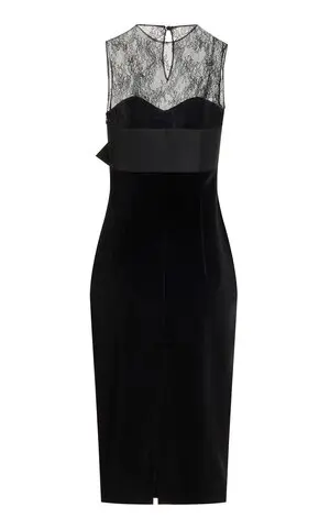 Elie Saab Lace-top Velvet Midi Dress