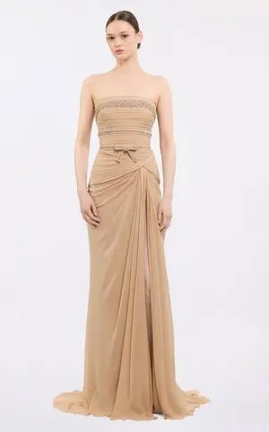 Elie Saab Bead-embellished Silk-blend Maxi Dress