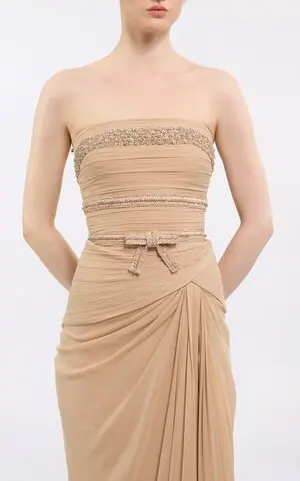 Elie Saab Bead-embellished Silk-blend Maxi Dress