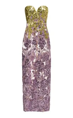 Elie Saab Embroidered Sequined Maxi Dress - Multi