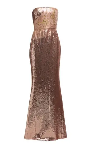 Elie Saab Embroidered Sequined Maxi Dress - Pink