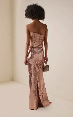 Elie Saab Embroidered Sequined Maxi Dress - Pink