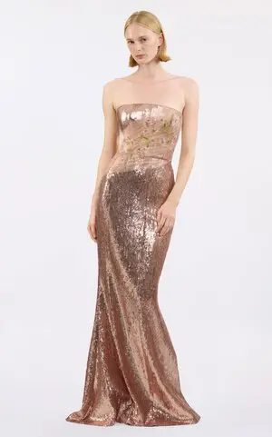 Elie Saab Embroidered Sequined Maxi Dress - Pink
