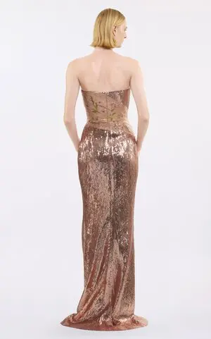 Elie Saab Embroidered Sequined Maxi Dress - Pink