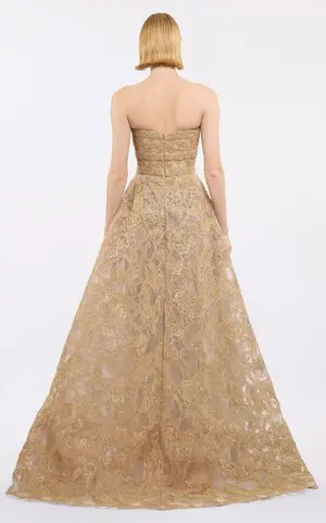 Elie Saab Floral-embellished Raffia-embroidered Gown