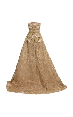 Elie Saab Floral-embellished Raffia-embroidered Gown