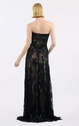 Elie Saab Beaded Lace-paneled Maxi Dress