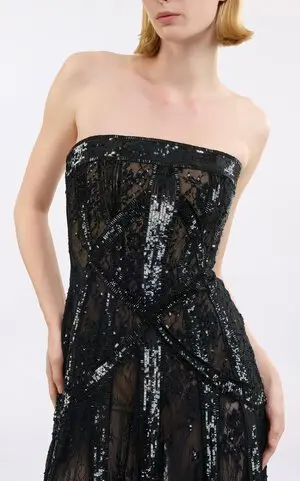 Elie Saab Beaded Lace-paneled Maxi Dress
