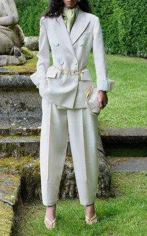 Elie Saab Mid-rise Pleated Pegged Pants