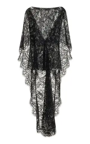 Elie Saab Cascading Lace Cape-sleeve Top
