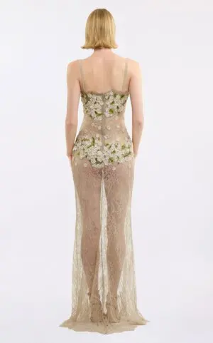 Elie Saab Floral-embellished Lace Maxi Skirt