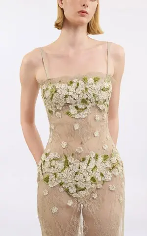 Elie Saab Floral-embellished Lace Maxi Skirt