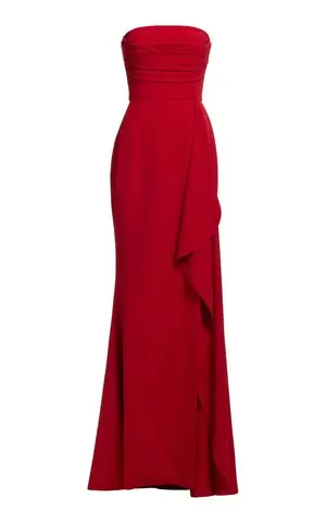 Elie Saab Strapless Draped Maxi Dress - Red